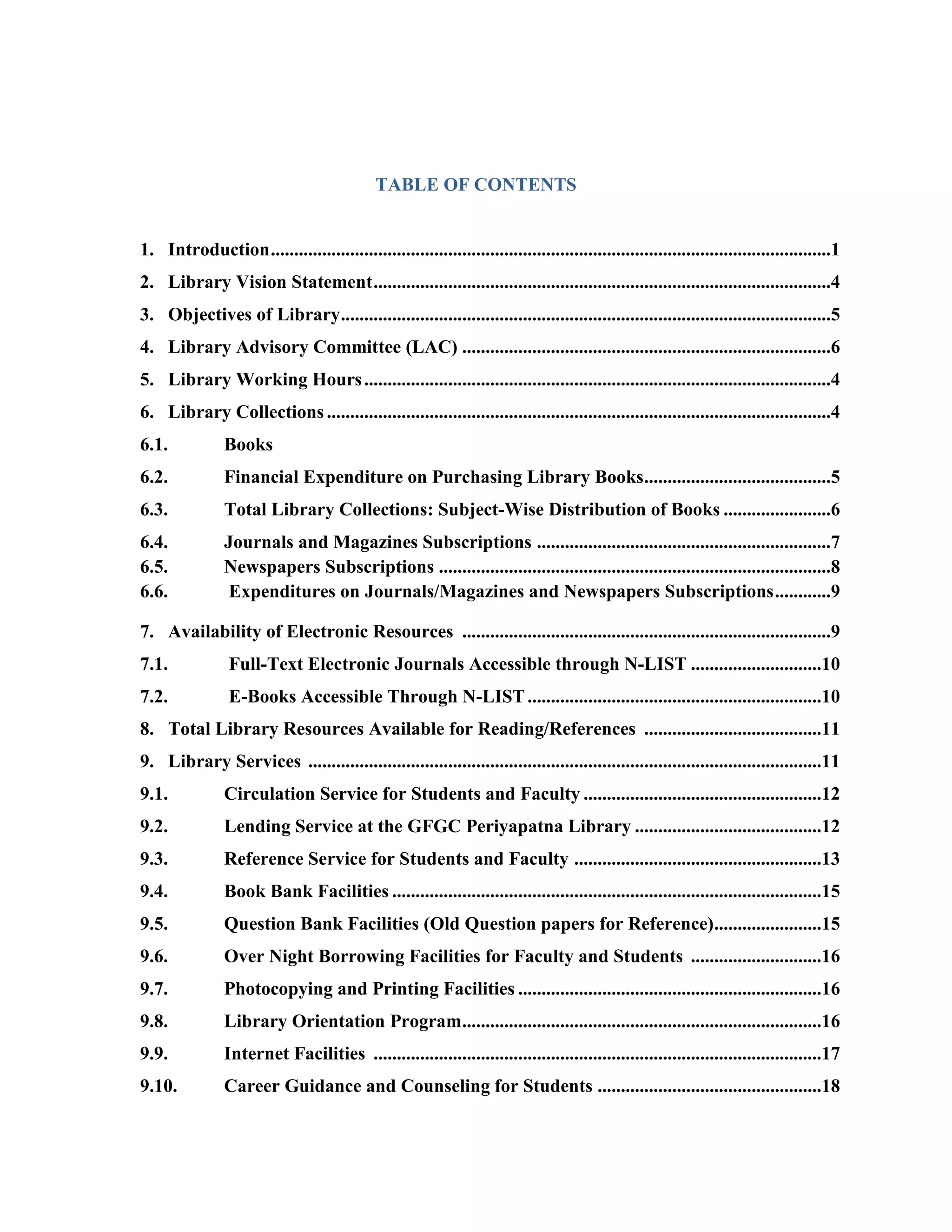 NAAC Library Report-GFGC Periyapatna | PDF