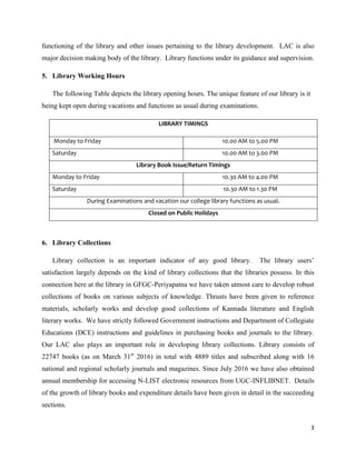 NAAC Library Report-GFGC Periyapatna | PDF