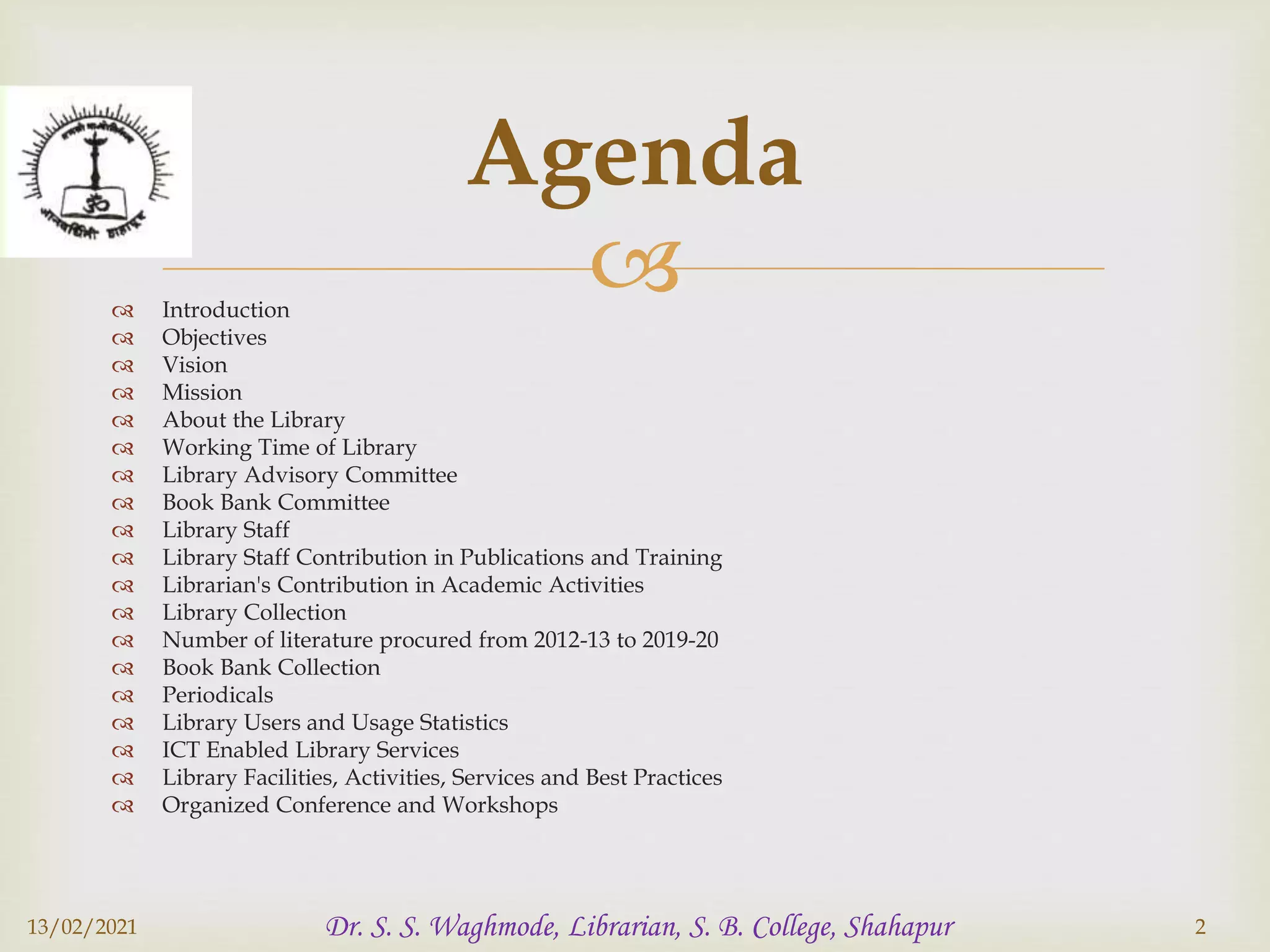 NAAC Presentation S. B. College Library Shahapur 13th feb 2021 | PPSX