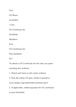 NAADAC Code of EthicsPart I Overview of the 2016 Revised C.docx