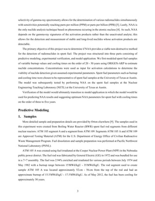 Predictive Modeling of Neutron Activation Analysis of Spent Nuclear ...