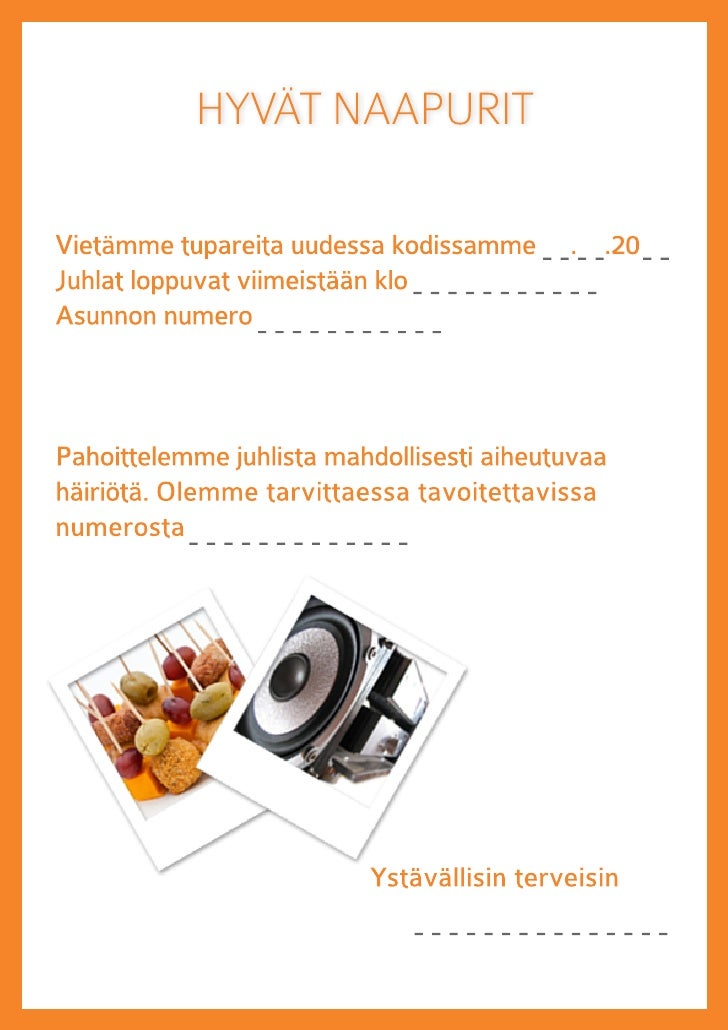 Tupari-ilmoitus naapureille