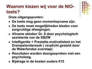 Naar het vo schoolverlaters nio | PPTX