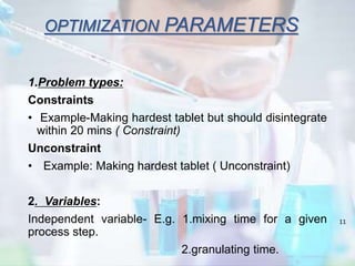 optimization in pharmaceutical formulations | PPTX