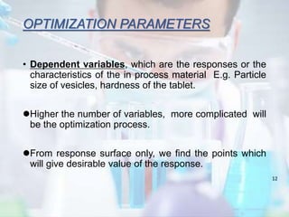 optimization in pharmaceutical formulations | PPTX