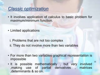 optimization in pharmaceutical formulations | PPTX