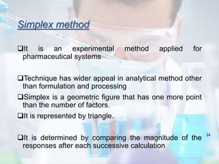 optimization in pharmaceutical formulations | PPTX