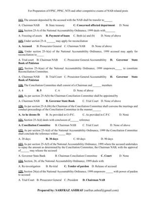 NAB Ordinance 1999 MCQs | PDF | Law