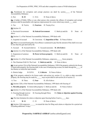 NAB Ordinance 1999 MCQs | PDF | Law