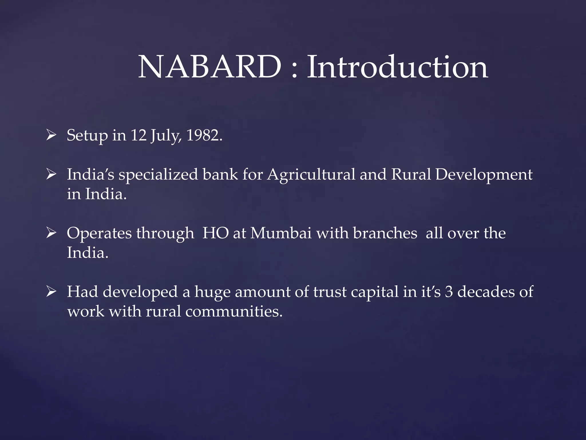NABARD - National Bank For Agriculture And Rural Development | PPTX