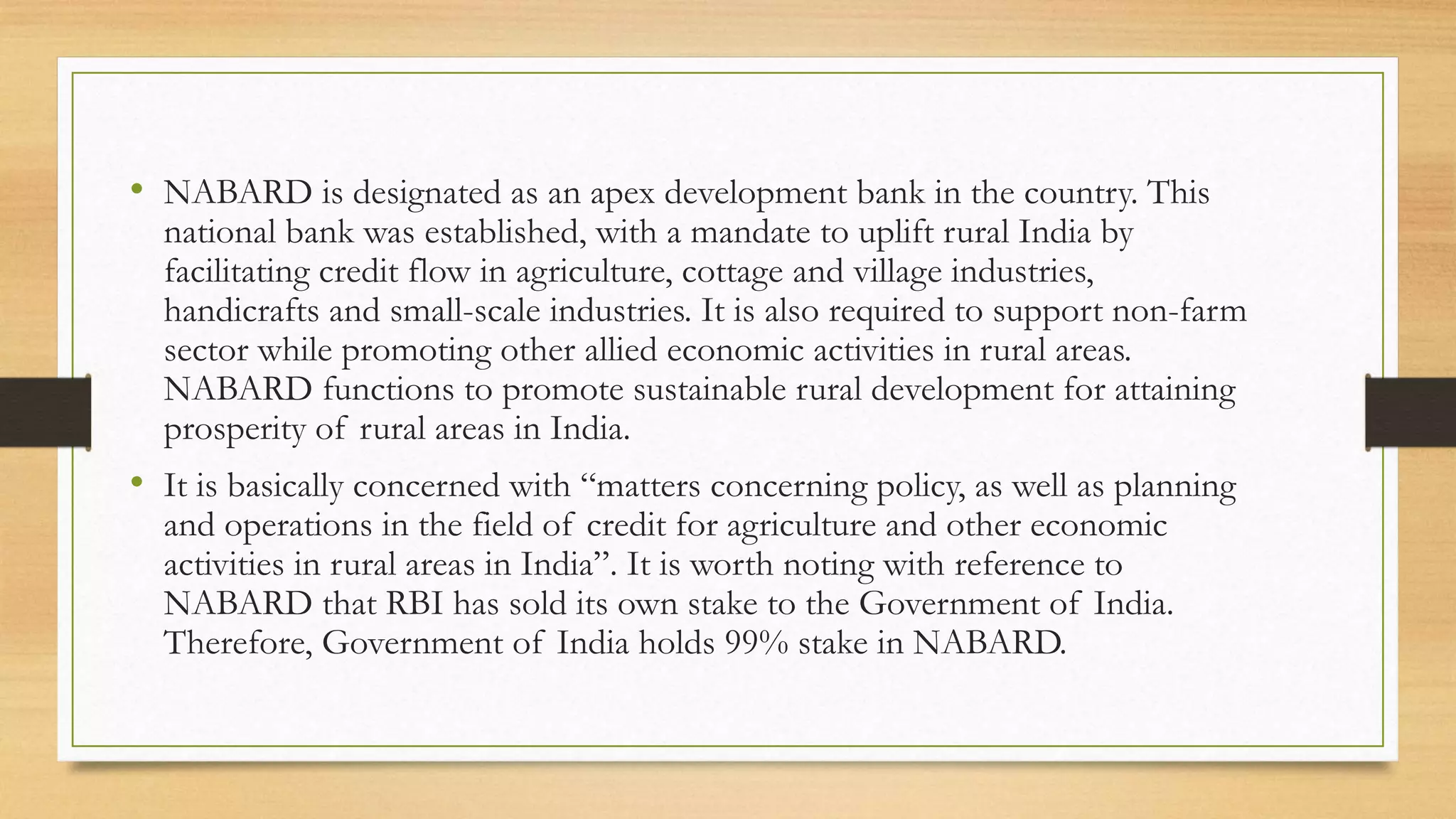 Nabard | PPTX | Agriculture | Industries