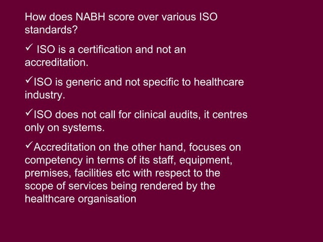 INTRODUCTION TO NABH STANDARDS | PPT | Healthcare Industry | Industries