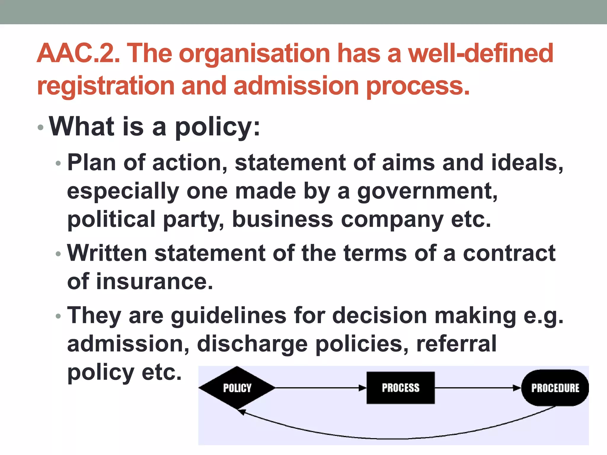 Access, Assessment and Continuity of Care (AAC) NABH | PPTX