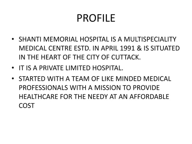 SHANTI MEMORIAL HOSPITAL - VISION & MISSION | PPTX