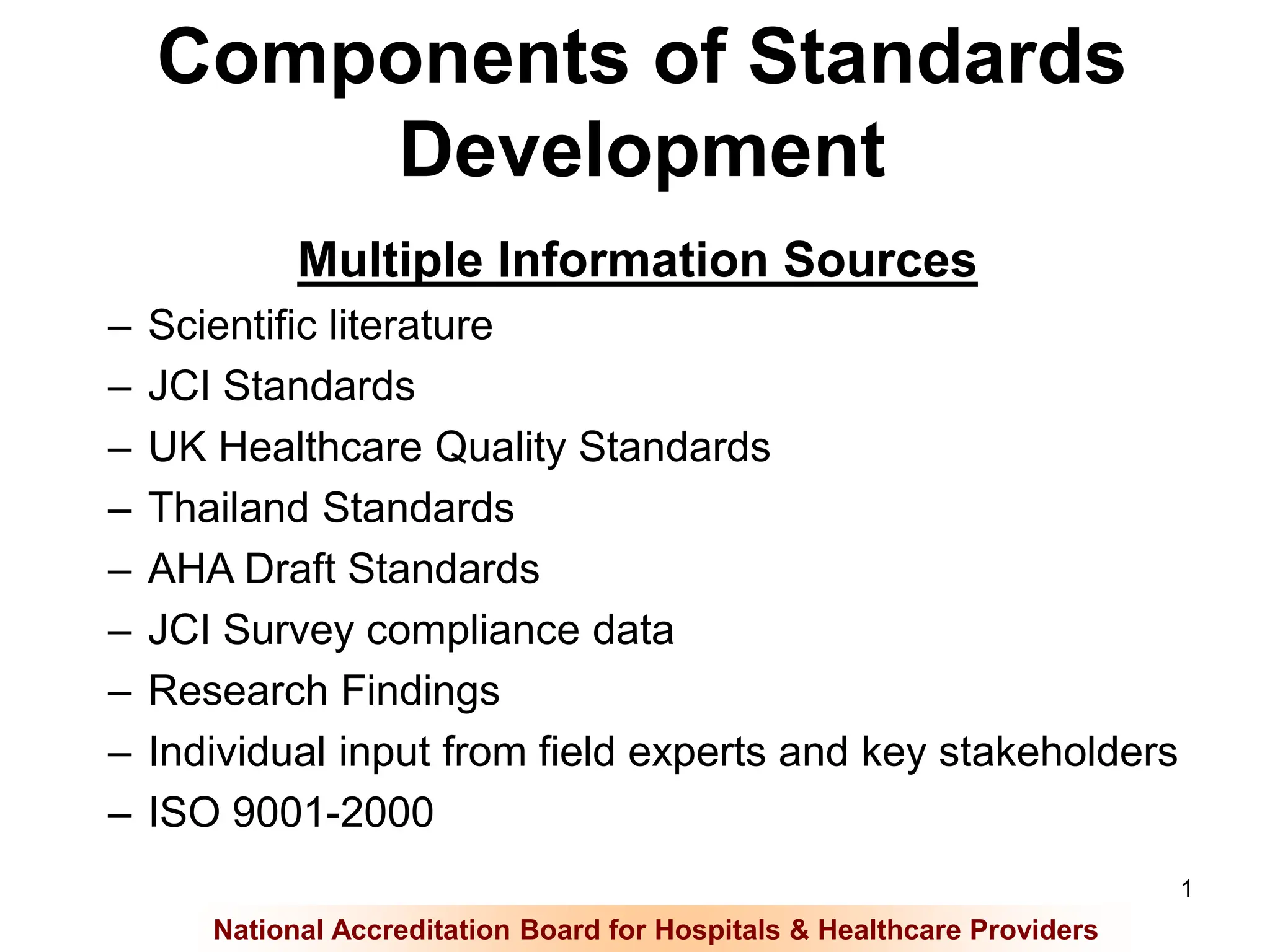 NABHSTANDARDS-VKS_AKA.ppt Components of Standards Development Multiple ...
