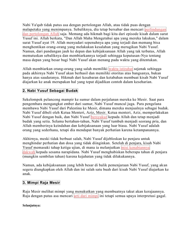 Nabi Yusuf, Nabi dengan ahli tafsir mimpi.docx