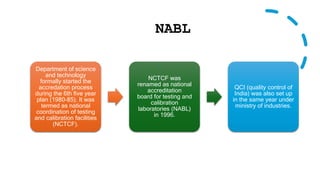 National accreditation for testing and calibration of biological ...