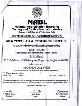 Nabl certificate for calibration | PDF