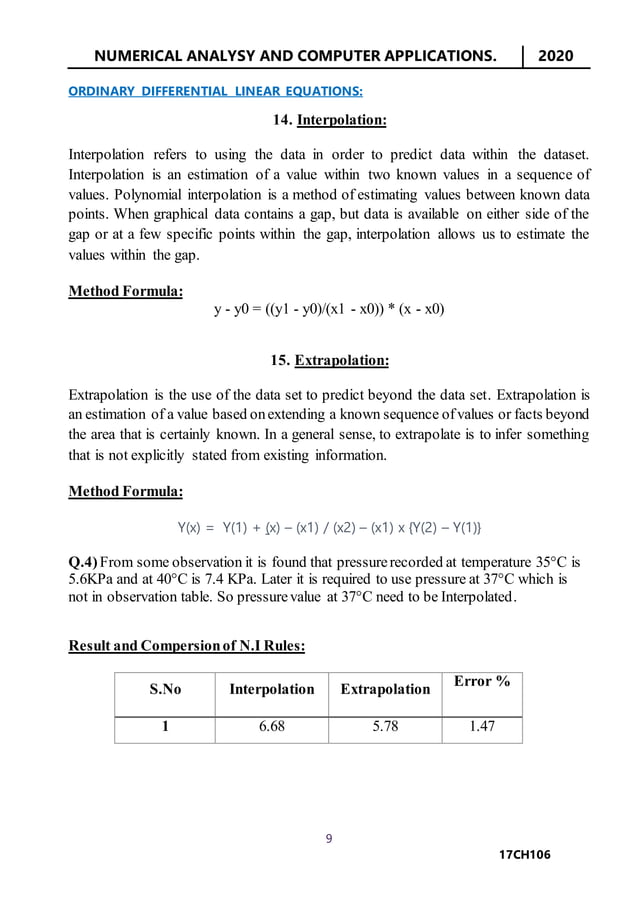 Numerical Analysis and Computer Applications | DOCX