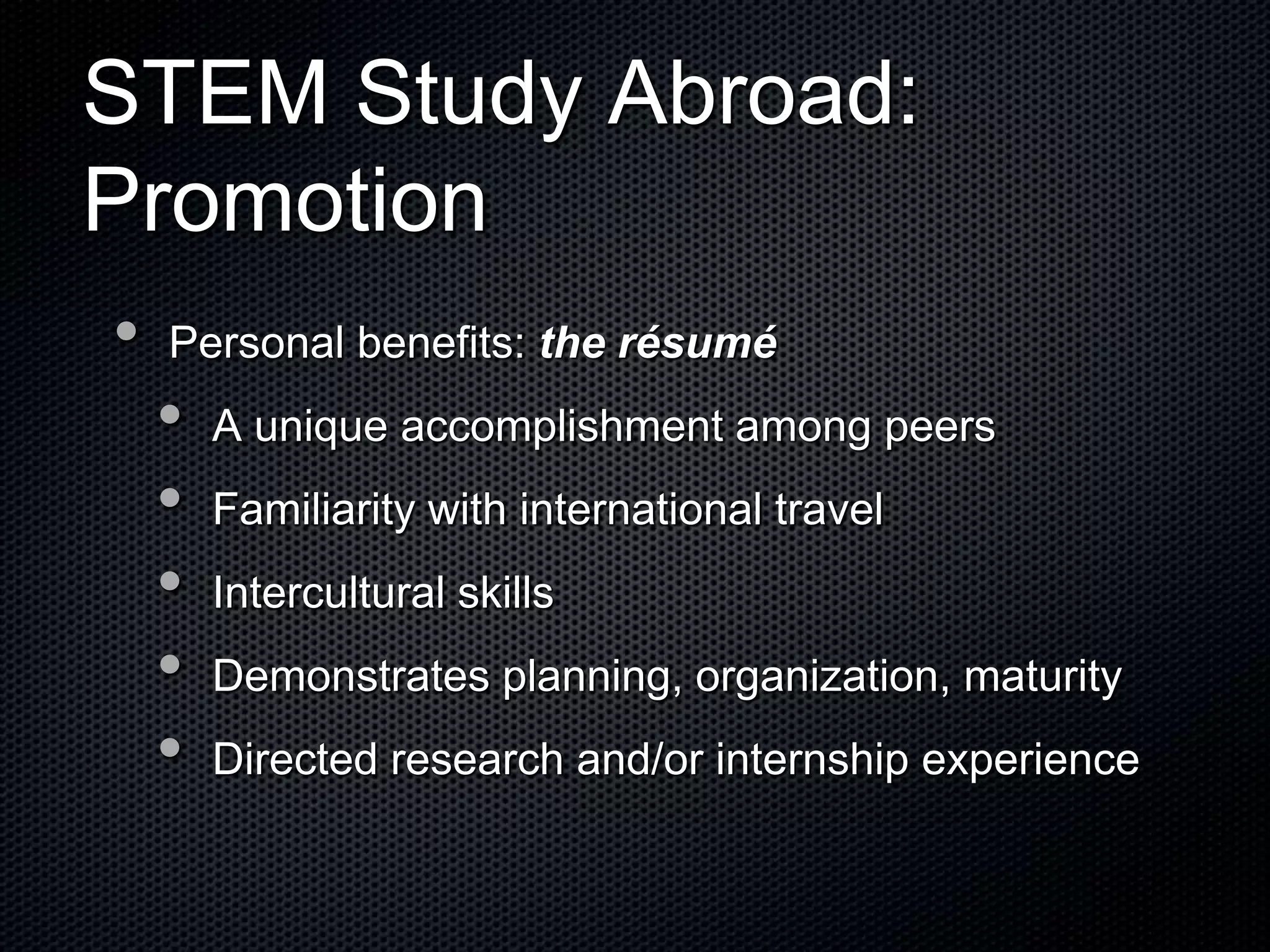 STEM Students DO Study Abroad | PPTX