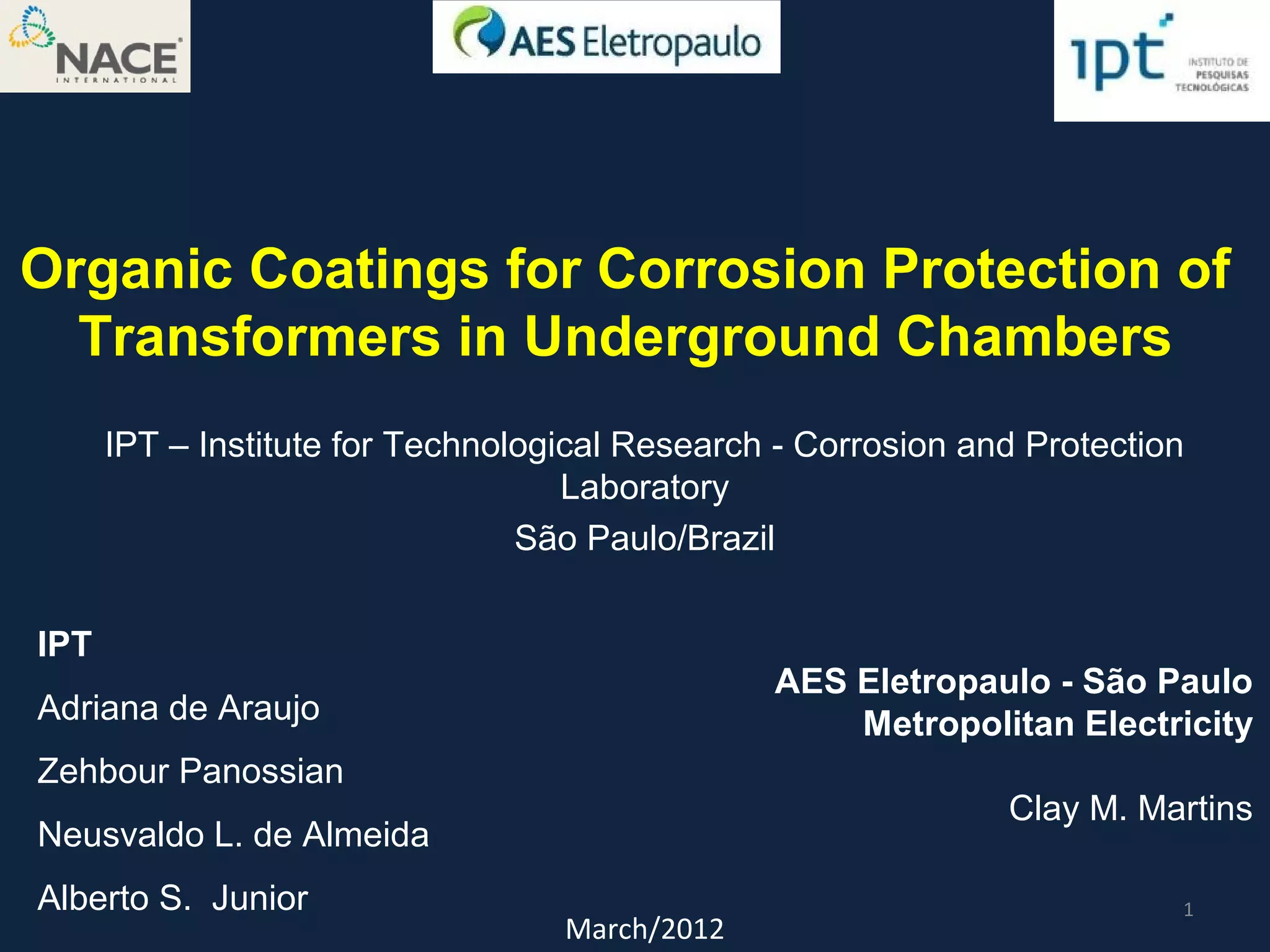 ORGANIC COATINGS FOR CORROSION PROTECTION OF TRANSFORMERS IN ...