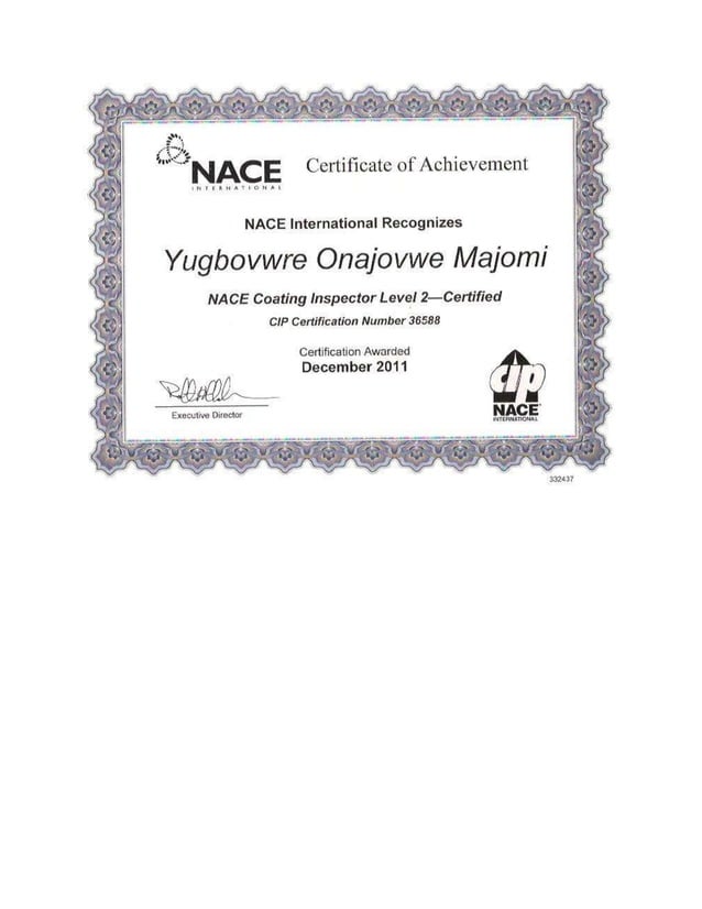 Nace certificate coating inspector | PDF
