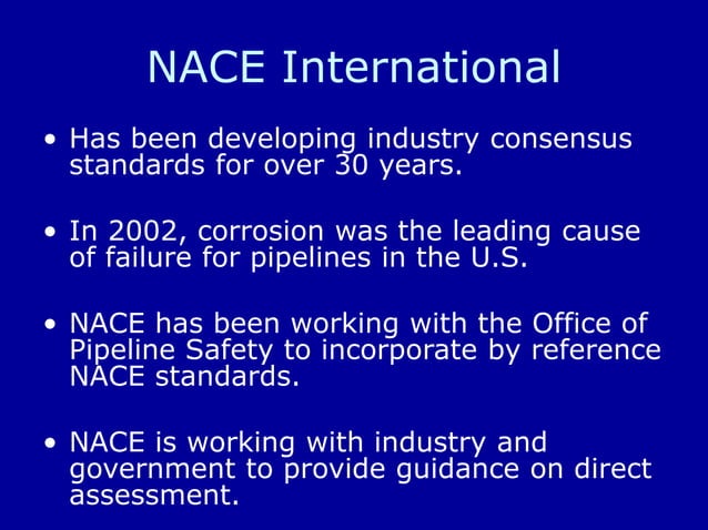 NACE Direct Assessment Standards applicable | PPT