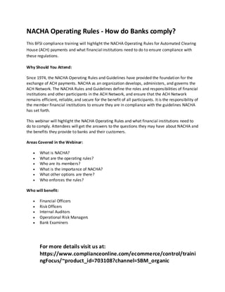 Nacha operating rules | PDF