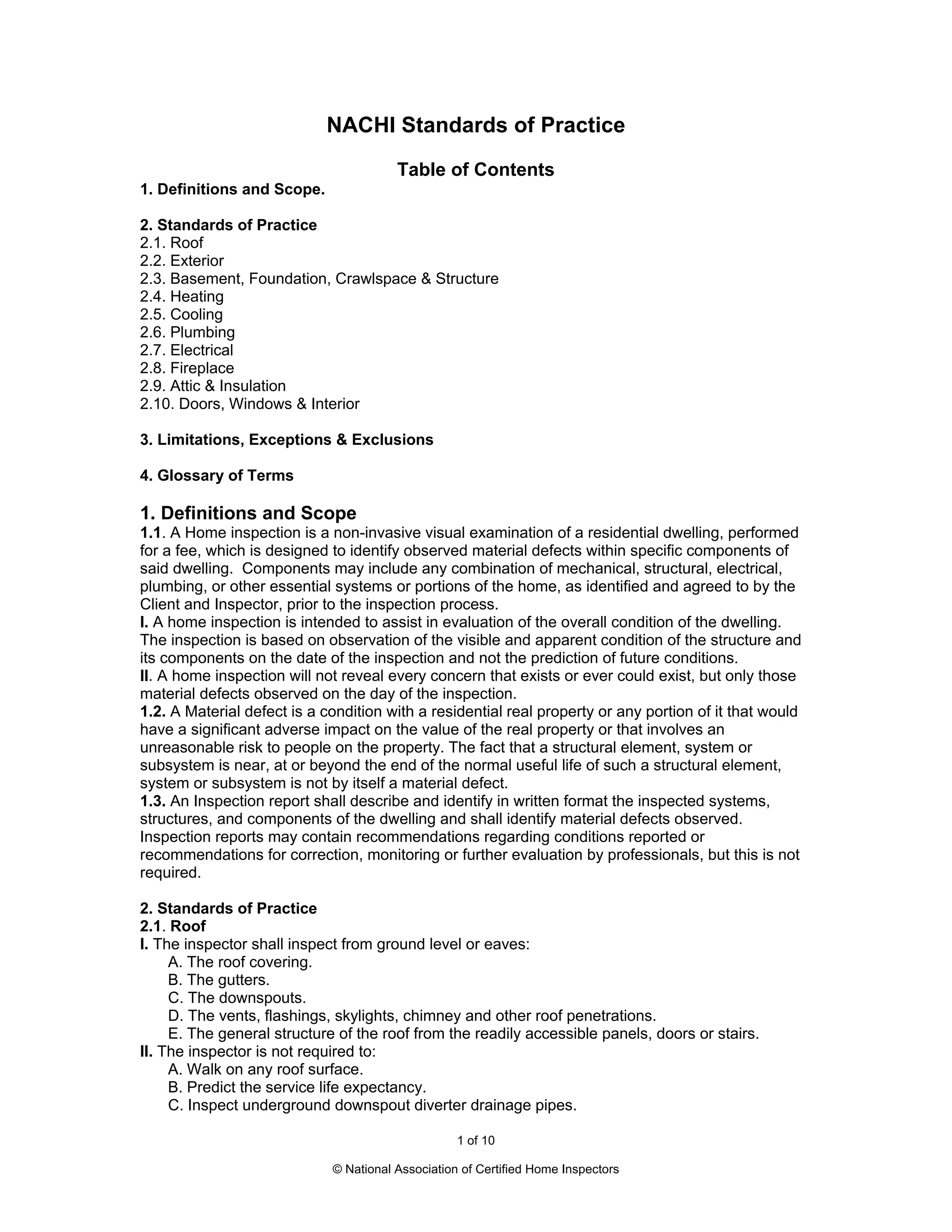 InterNACHI Standards of Practice | PDF
