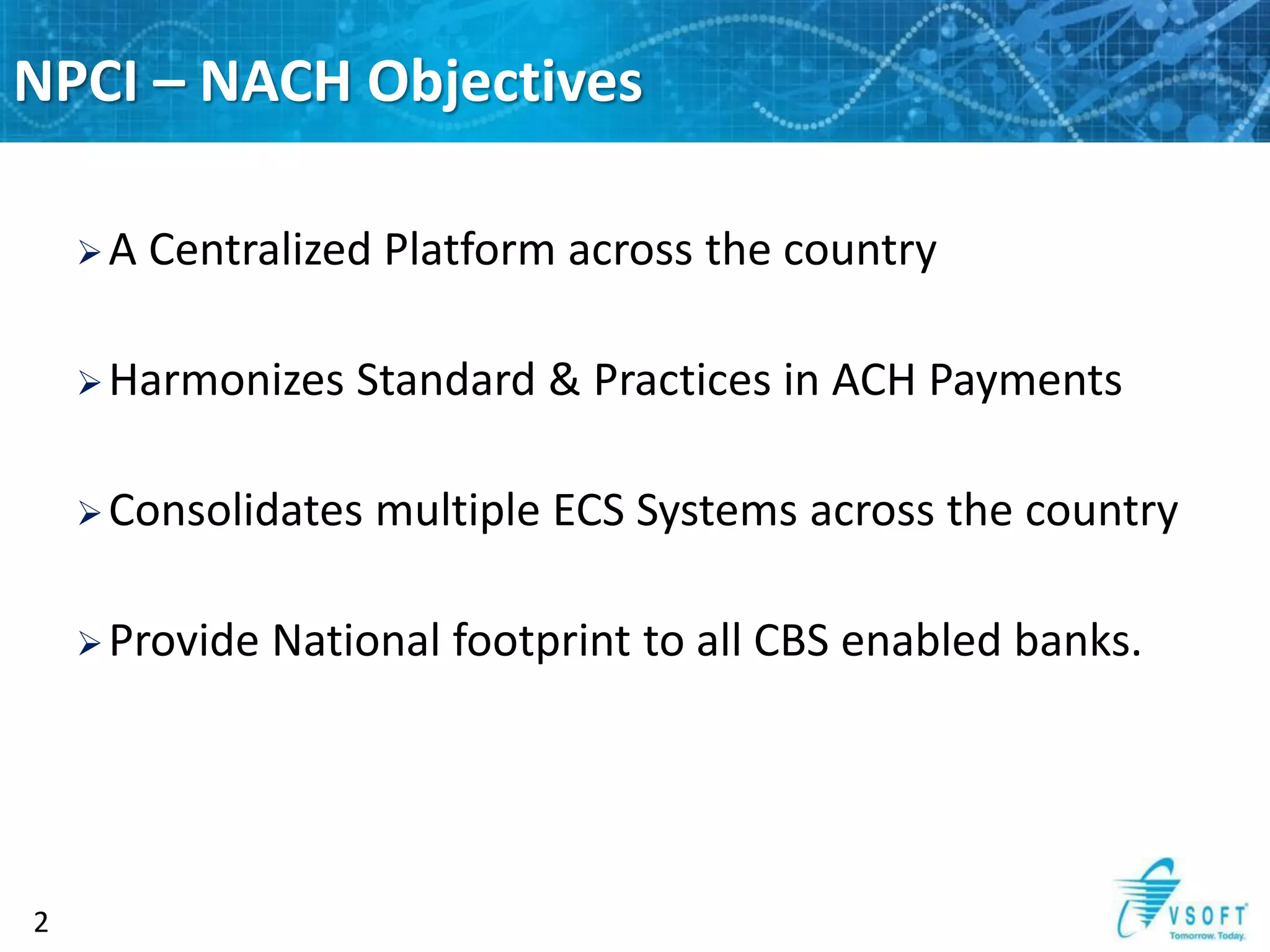 National Automated Clearing House (NACH) an Overview by VSoft | PDF