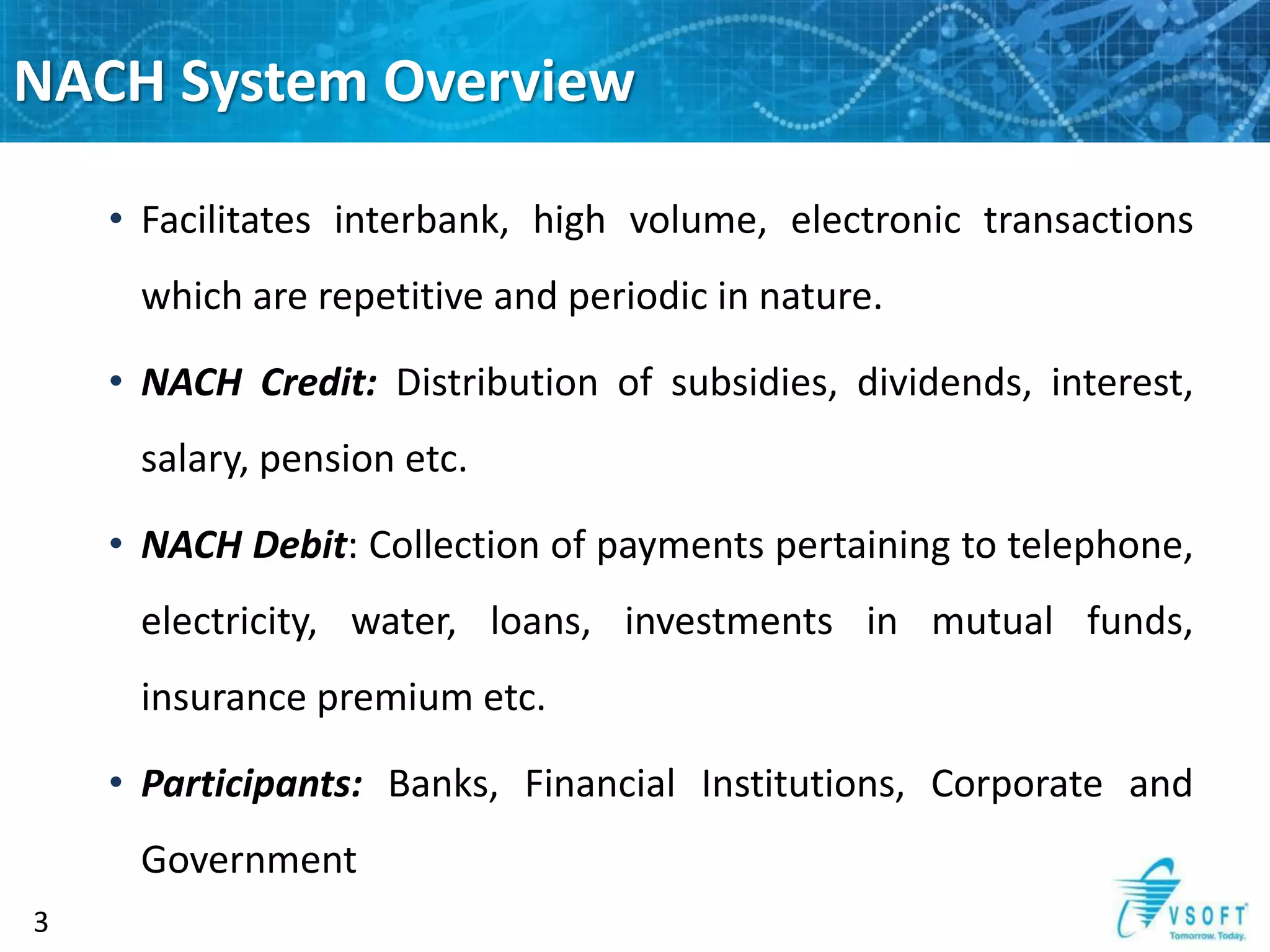 National Automated Clearing House (NACH) an Overview by VSoft | PDF