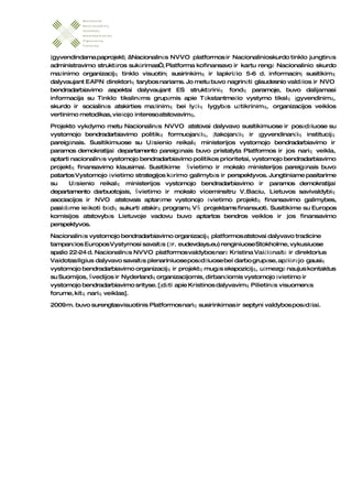 Nacionalinė nvvo platformos veiklos 2009 m. ataskaita | PDF