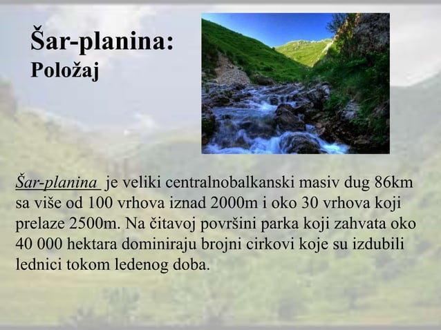 Nacionalni park šar planina. | PPTX