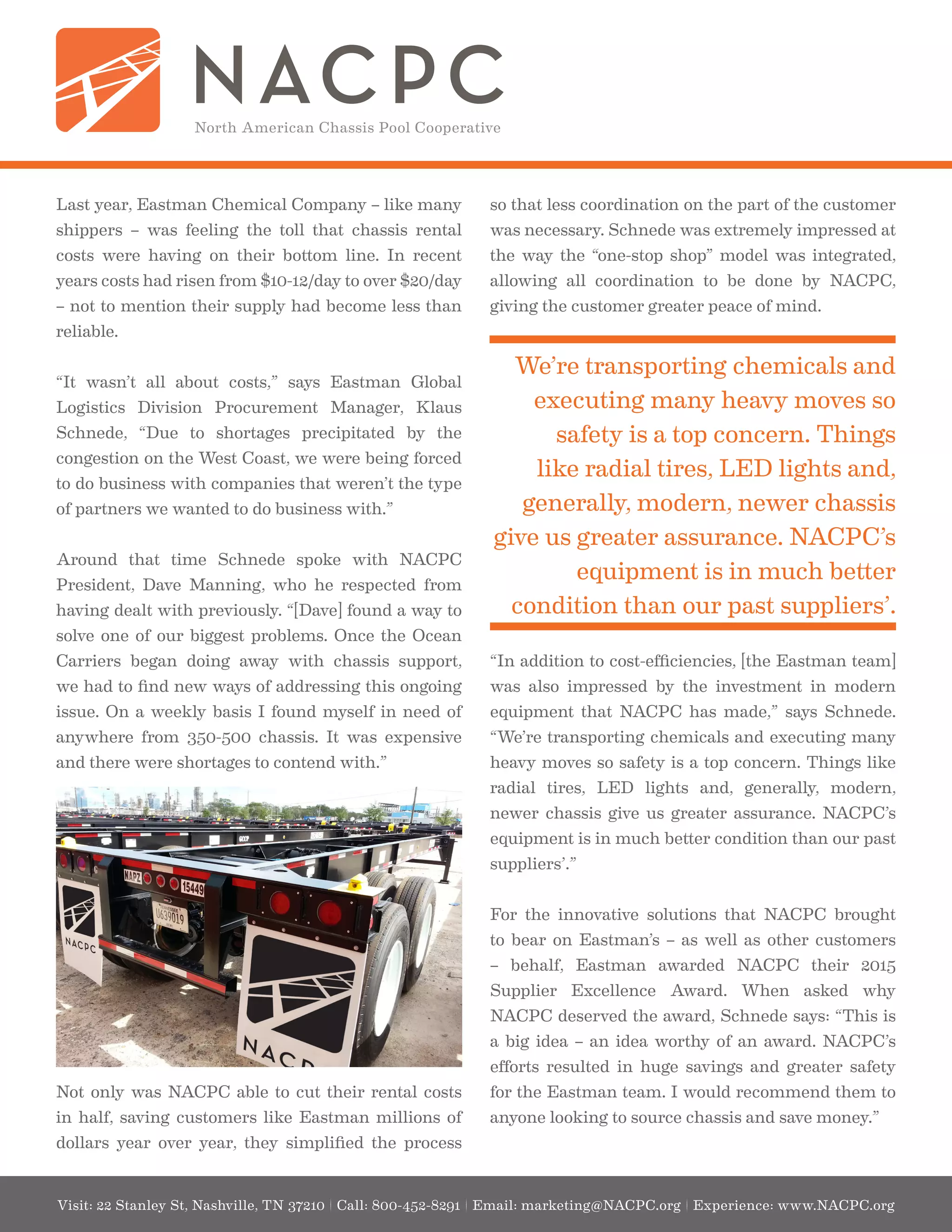 NACPC - Case Study - Eastman Chemical Company | PDF | Logistics | Business