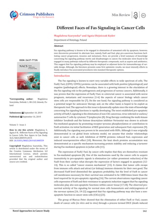 Different Faces of Fas Signaling in Cancer Cells-Crimson Publishers | PDF