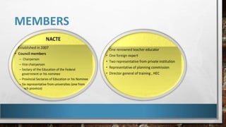 Nacte(national accredition council for teacher`s education pakistan) | PPT