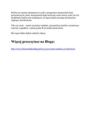 Na czym warto zarabiać w internecie... | PDF
