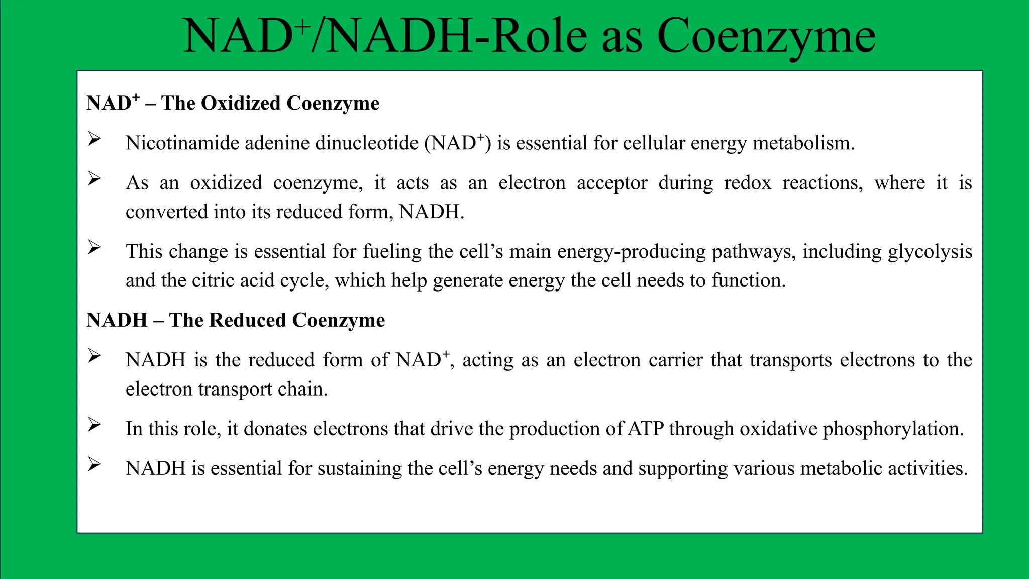 NAD(Nicotinamide Adenine Dinucleotide)- Role as Coenzyme.pptx