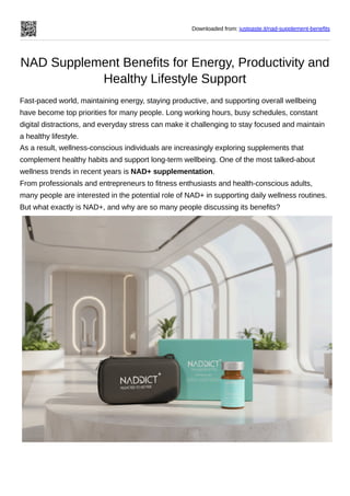 NAD Supplement Benefits for Energy, Productivity and Healthy Lifestyle ...