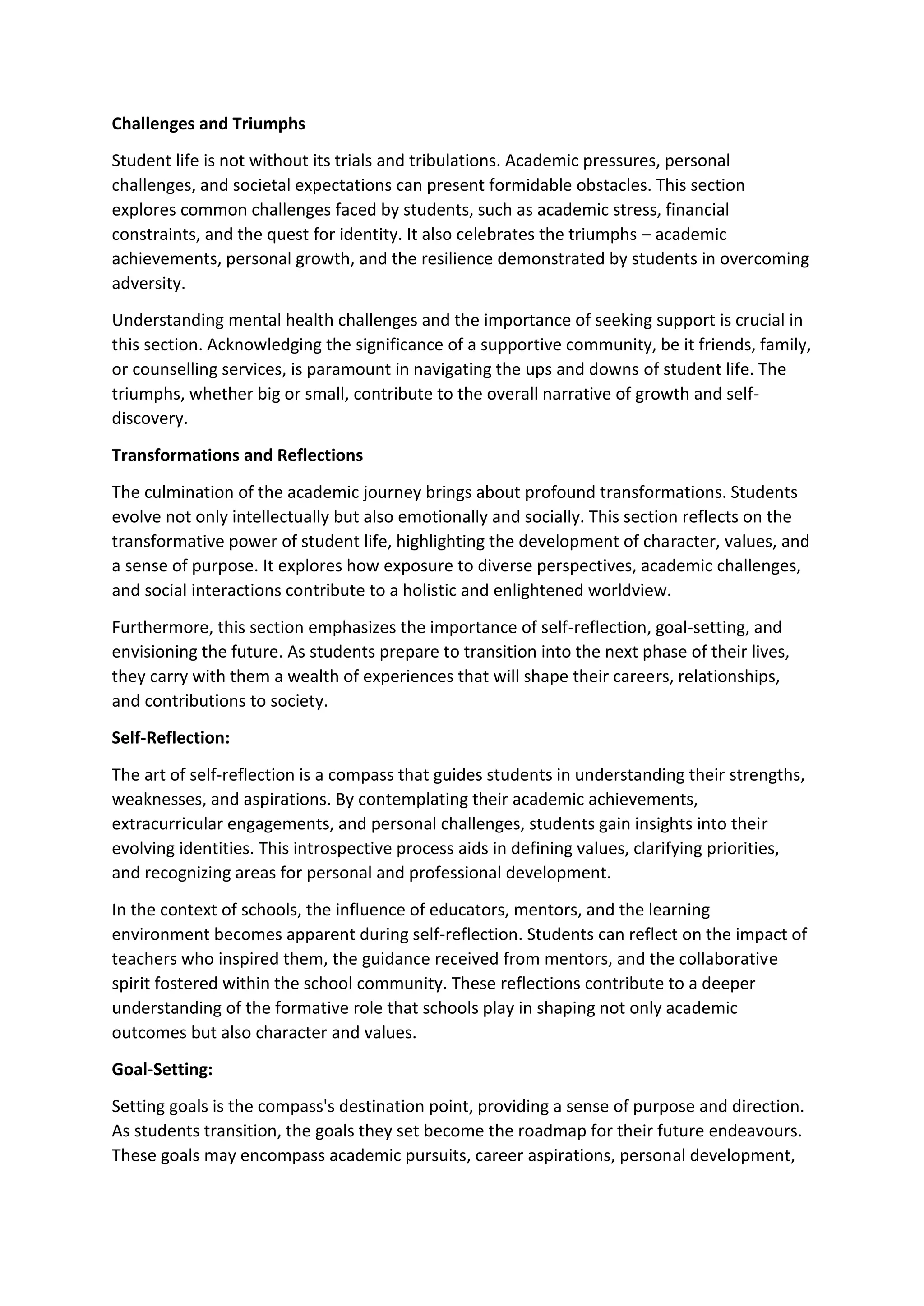 Student Life: Challenges, Triumphs, and Transformations | PDF