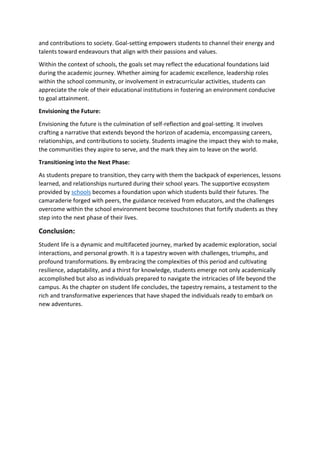 Student Life: Challenges, Triumphs, and Transformations | PDF