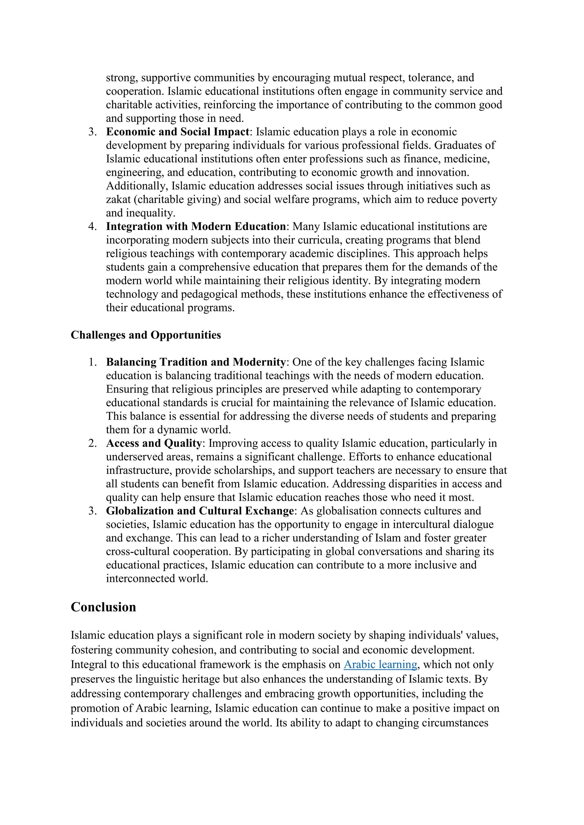 The Role of Islamic Education in Modern Society | PDF