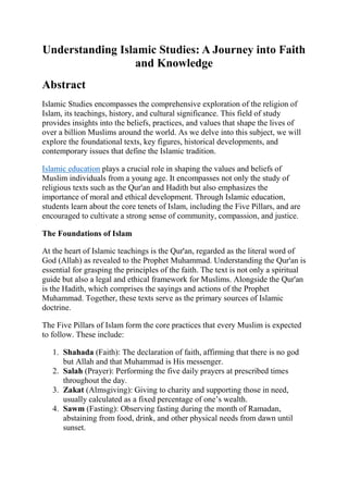 Understanding Islamic Studies: A Journey into Faith and Knowledge | PDF