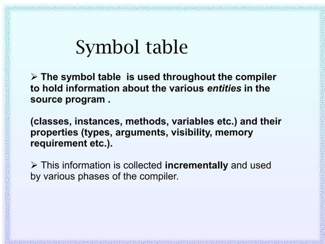 compiler ppt on symbol table | PPTX | Programming Languages | Computing