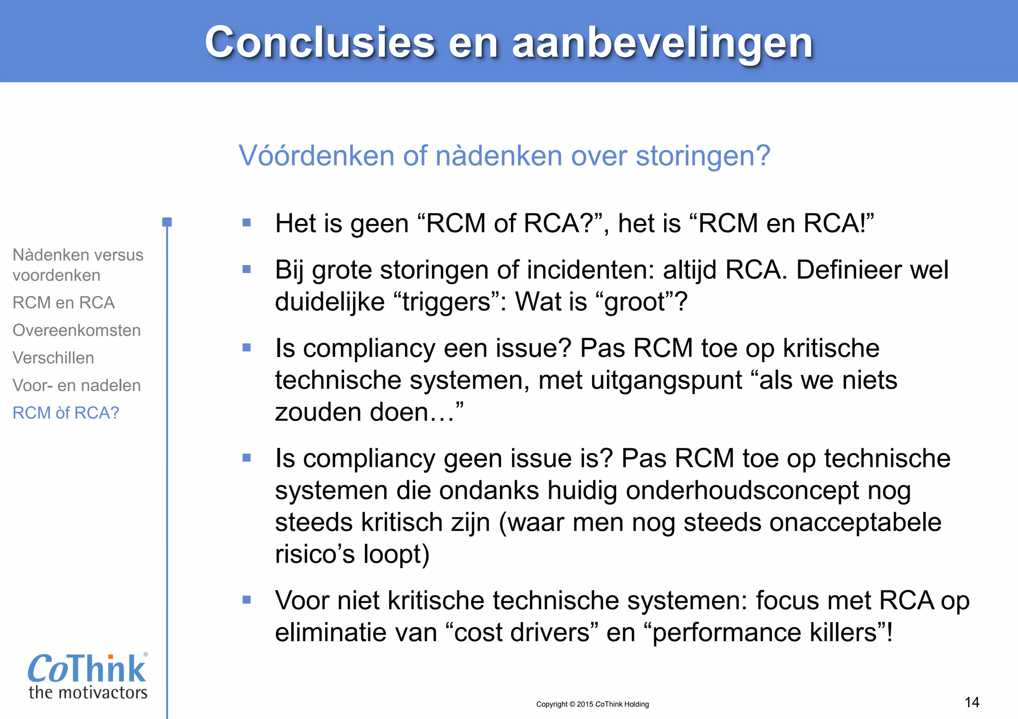 Nadenken en voordenken over storingen | PPT