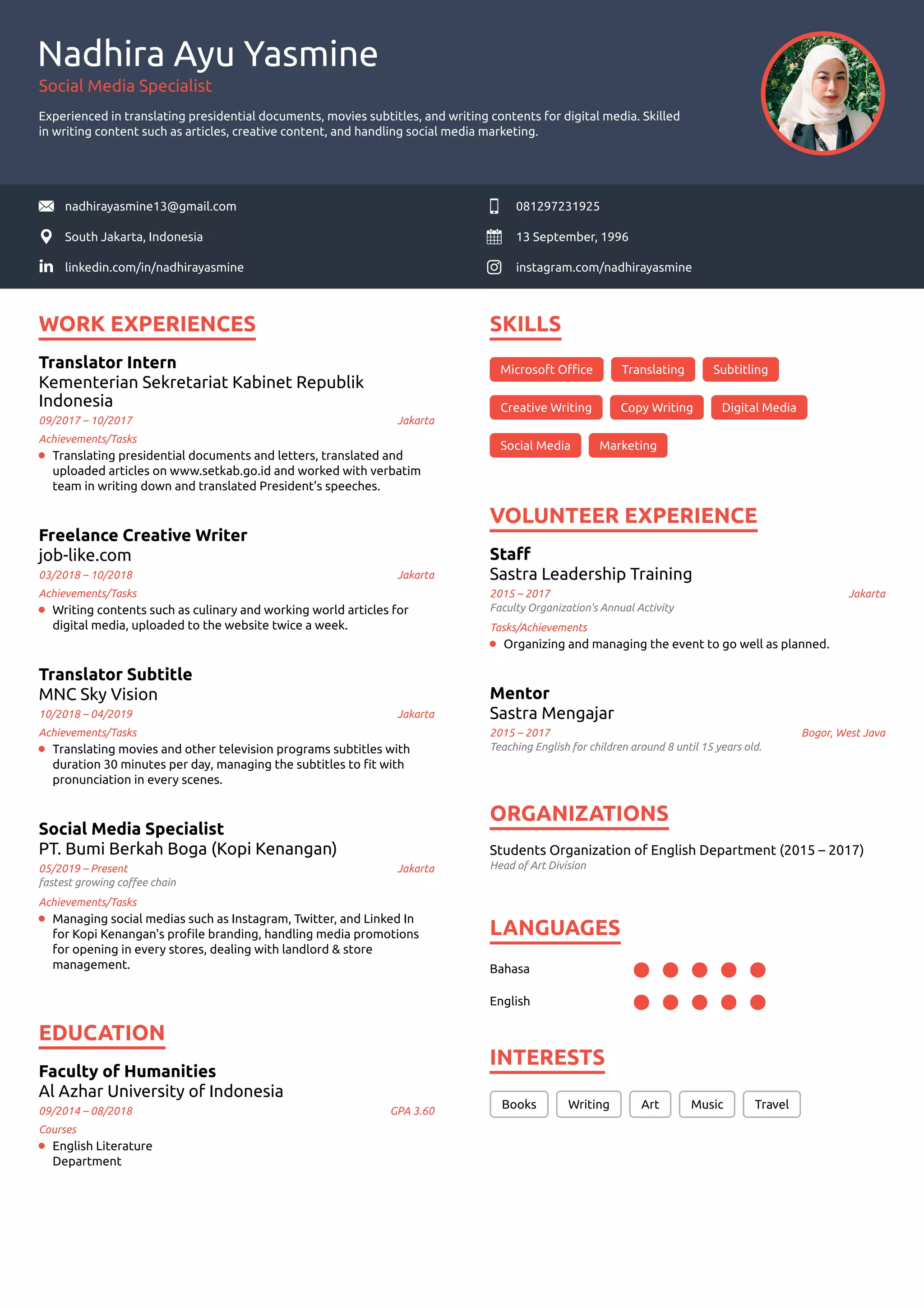 Nadhira's resume | PDF