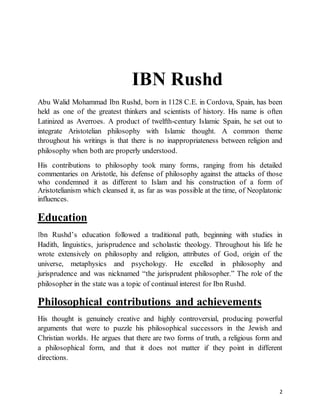IBN Rushd ( Abu Walid Mohammad Ibn Rushd,) | DOCX