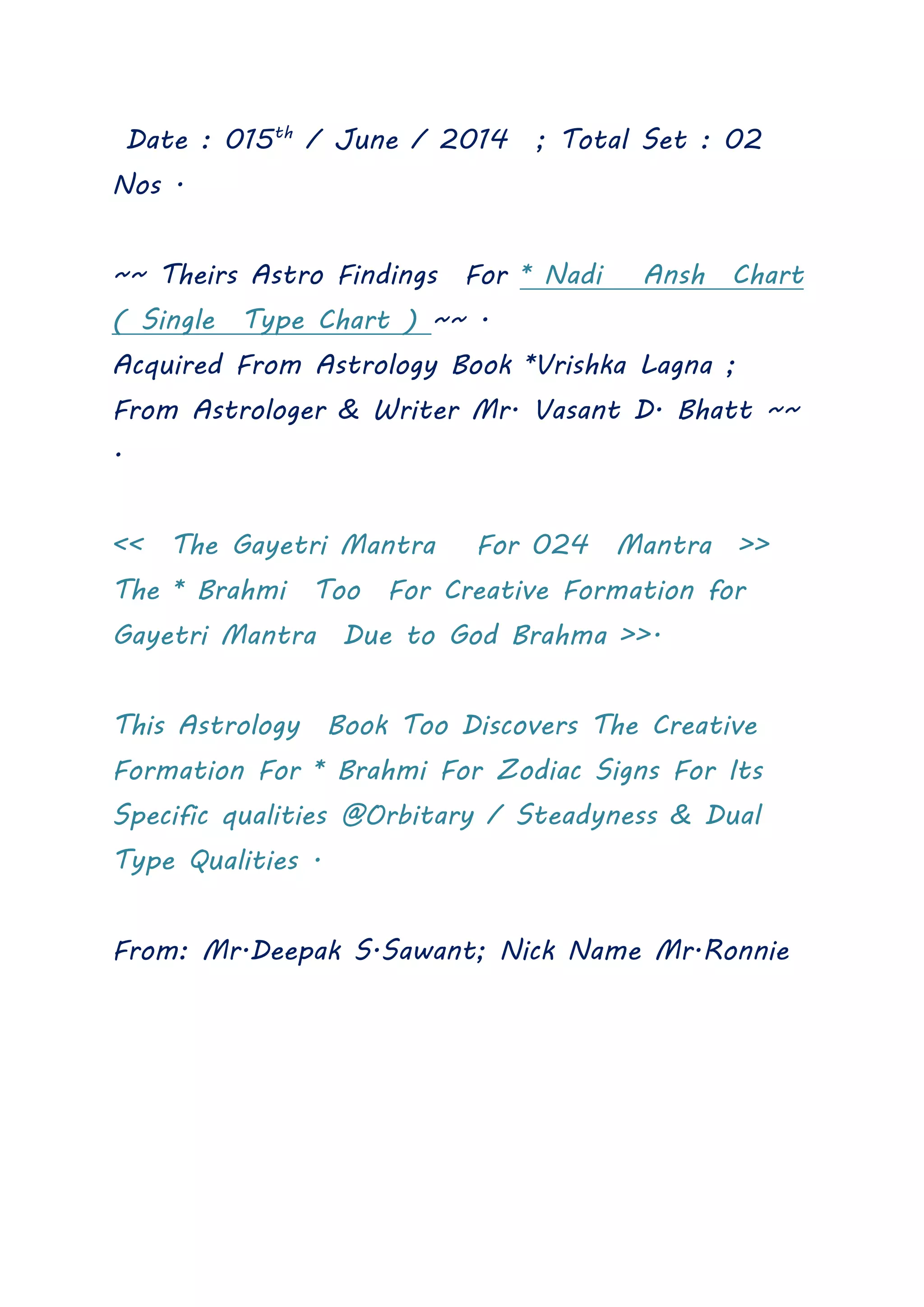 Nadi ansh chart ( single type chart ) | DOCX | Hinduism | Religion ...