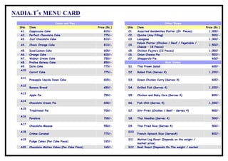 Nadia T Menu Card | PPT