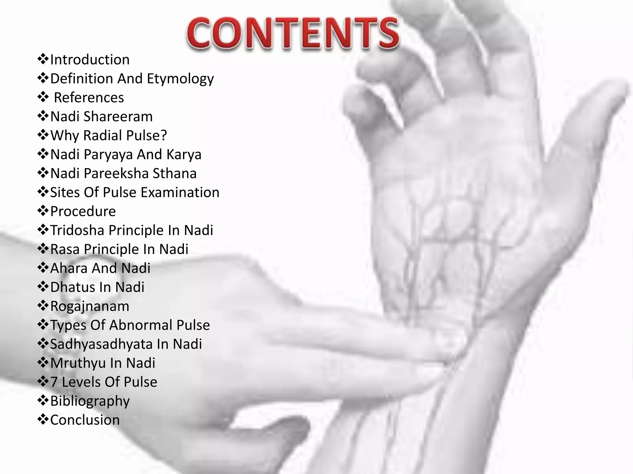 Nadi pareeksha- Ayurvedic pulse diagnosis | PPTX